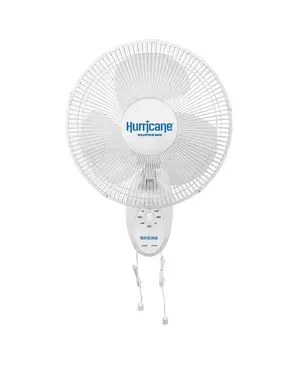 HURRICANE Supreme 12 Inch Oscillating 3 Speed Portable Wall Mount Fan - White