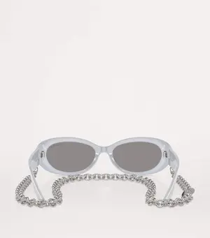Tiffany & Co. Oval Sunglasses With Chain Detail - Silver