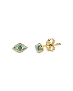 SYDNEY EVAN 14k Yellow Gold Evil Eye Single Stud Earring - Blue/gold
