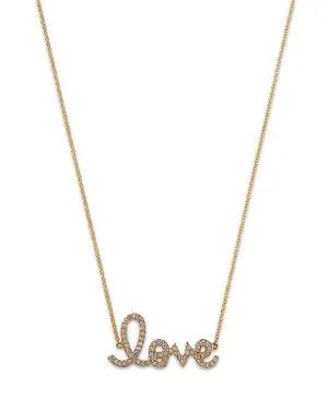 SYDNEY EVAN 14k Yellow Diamond Love Script Necklace - Gold