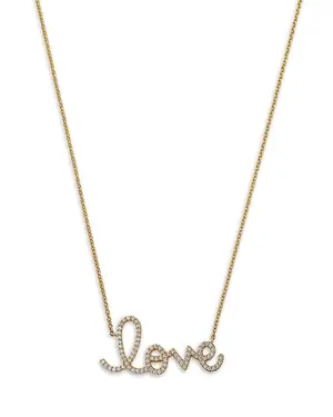 SYDNEY EVAN 14k Yellow Diamond Love Pendant Necklace