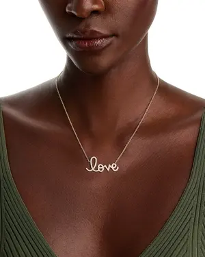 SYDNEY EVAN 14k Yellow Diamond Love Pendant Necklace