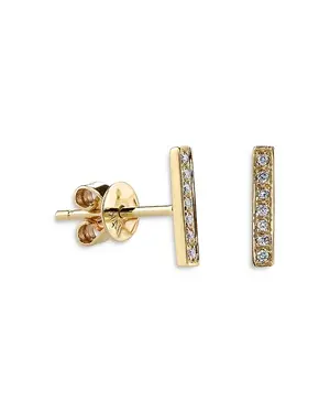 SYDNEY EVAN 14k Yellow Diamond Bar Stud Earrings - Gold