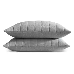 Calvin Klein Melange Flannel King Sham, Pair - Silver Grey