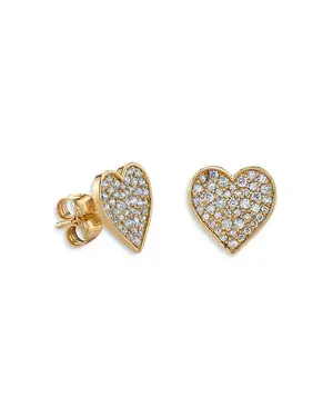 SYDNEY EVAN 14k Yellow Diamond Heart Stud Earrings - Gold