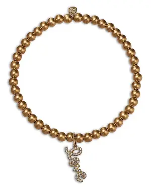 SYDNEY EVAN 14k Yellow Love Script Charm Beaded Bracelet - Gold