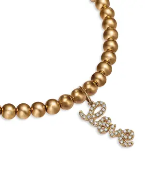 SYDNEY EVAN 14k Yellow Love Script Charm Beaded Bracelet