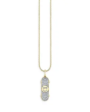SYDNEY EVAN 14k Yellow Diamond Skateboard Pendant Necklace - Gold