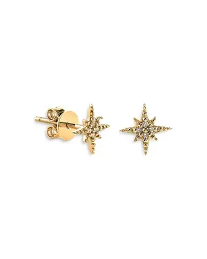SYDNEY EVAN 14k Yellow Diamond Starburst Mini Stud Earrings - Gold