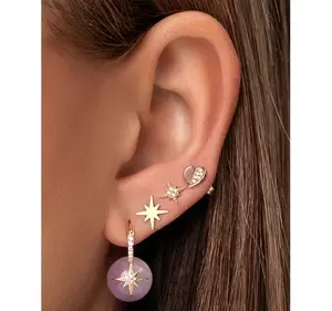 SYDNEY EVAN 14k Yellow Diamond Starburst Mini Stud Earrings - Gold