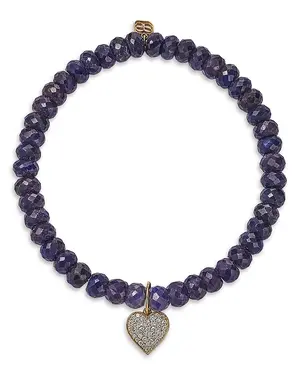 SYDNEY EVAN Diamond, Sapphire, And Corundum Charm Beaded Bracelet - Blue/gold