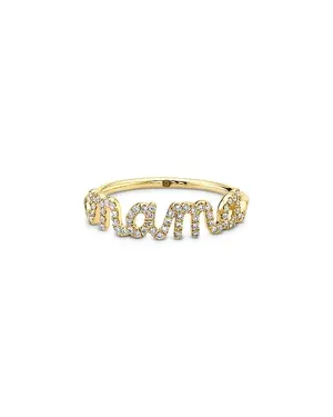 SYDNEY EVAN 14k Yellow Diamond Mama Script Ring - Gold