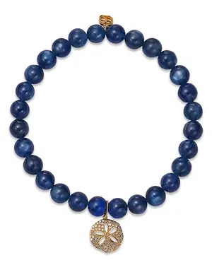 SYDNEY EVAN Pave Diamond Sand Dollar Charm Bracelet - Blue/gold