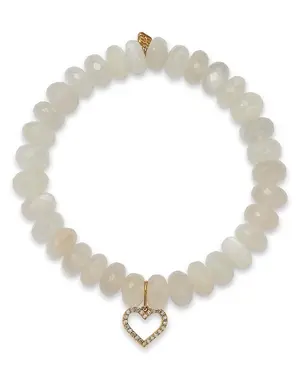 SYDNEY EVAN Diamond And Moonstone Beaded Bracelet - White/gold