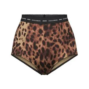 SKIMS X Dolce&gabbana Stretch Satin Highwaisted Brief - Leopard