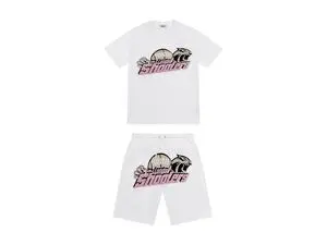 Trapstar Shooters Chenille Short Set - White/pink
