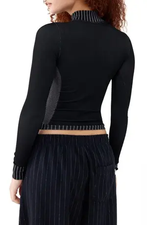Iets Frans Lara Long Sleeve Zip Top In Black - 60% Off | Editorialist
