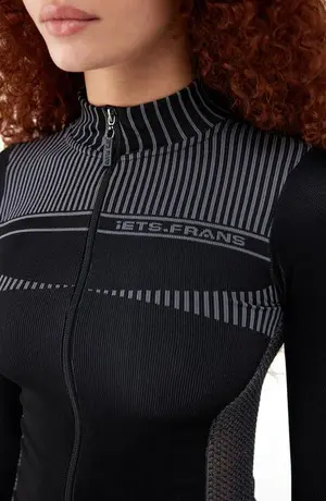 Iets Frans Lara Long Sleeve Zip Top In Black - 60% Off | Editorialist