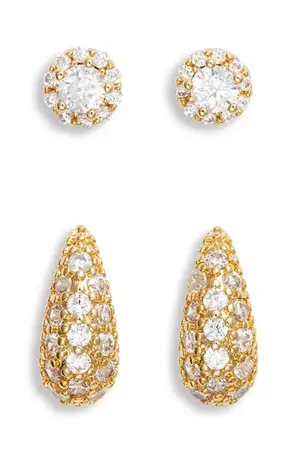 Nordstrom Demi Fine Set Of 2 Stud Earrings - 14k Gold Plated