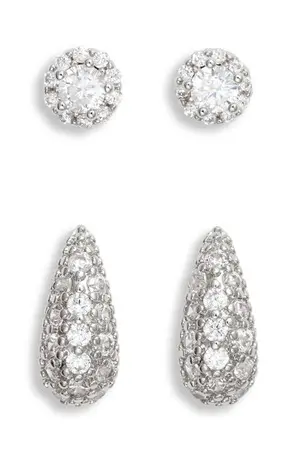 Nordstrom Demi Fine Set Of 2 Stud Earrings - Sterling Silver Plated