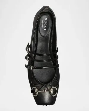 Gucci Horsebit Mary Jane Ballerina Flats - Nero