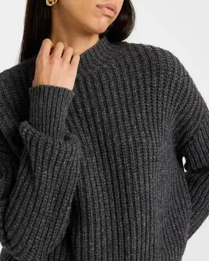 ARGENT Ribbed Fisherman Sweater - Grey