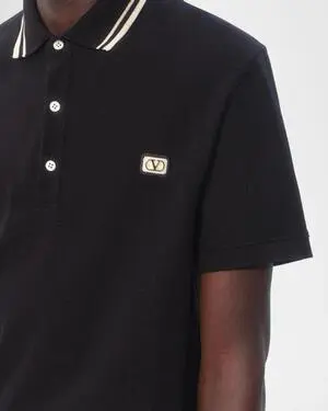 Valentino Garavani Apos;s Vlogo Pique Polo Shirt - Black