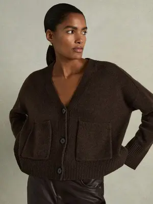 REISS Rosie Wool-cashmere Patch-pocket Cardigan