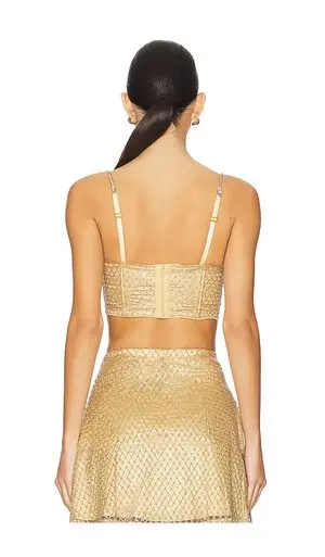 For Love & Lemons Glitter Grid Bustier Top - Gold