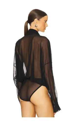 Norma Kamali Super Oversized Boyfriend Shirt Bodysuit