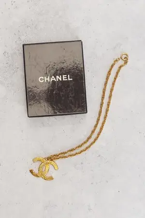 Chanel 1993 Coco Mark Necklace In Metallic