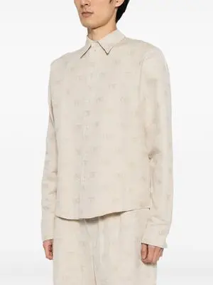 Off-White Logo-jacquard Cotton-linen Shirt