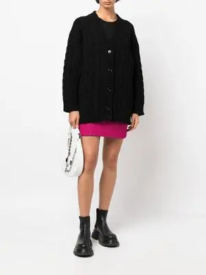 Prada V-neck Cable-knit Cardigan