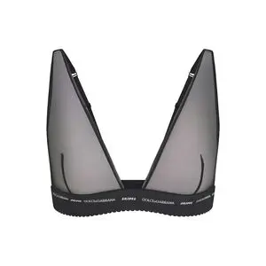 SKIMS X Dolce&gabbana Ultra Fine Mesh Plunge Bralette - Onyx