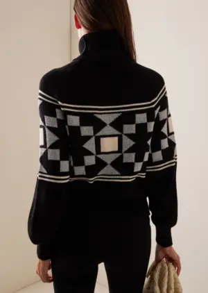 HIGH SPORT Lara Fair Isle Cotton-blend Turtleneck Sweater