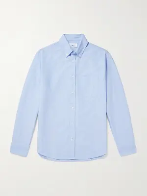 Mr P. Button-down Collar Organic Cotton Oxford Shirt - Blue