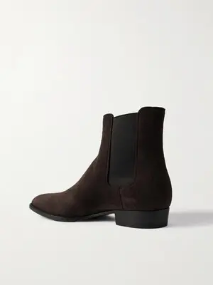Saint Laurent Wyatt Suede Chelsea Boots - Brown