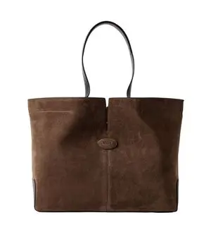 TOD'S Leather-trimmed Suede Tote
