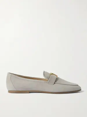 TOD'S Embellished Nubuck Loafers - Brown