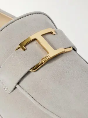 TOD'S Embellished Nubuck Loafers - Brown