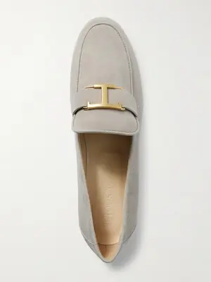 TOD'S Embellished Nubuck Loafers - Brown