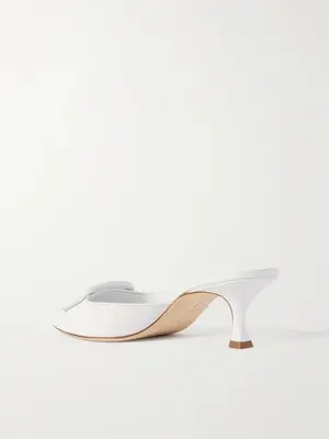 Manolo Blahnik Maysale 50 Leather Mules - White