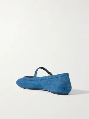 GIANVITO ROSSI Carla Denim Mary Jane Ballet Flats - Blue