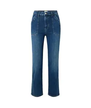 FRAME The Utility Organic High-rise Straight-leg Jeans - Blue