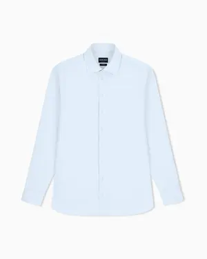 Giorgio Armani Regular-fit Shirt In Luxury Cotton Twill - Light Blue