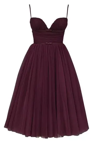 House Of Cb Countess Tulle Midi Dress - Cabernet