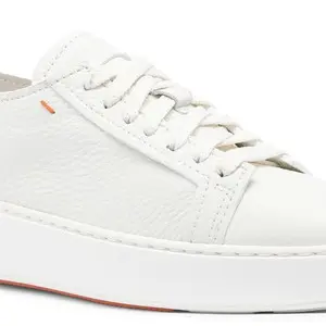 Santoni Tumbled Leather Low-top Sneakers