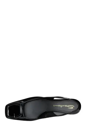 Santoni Patent Leather Slingback Block Heel - Black