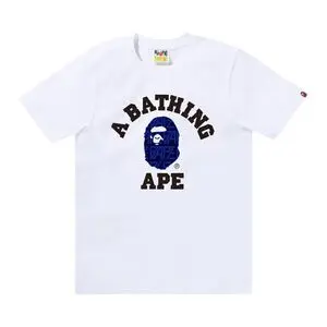 A BATHING APE Logo Monogram College Tee - White
