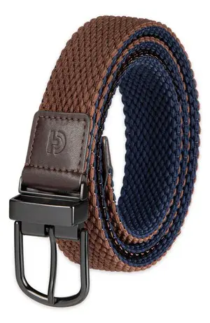 Cole Haan Reversible Stretch Web Belt - Brown/navy